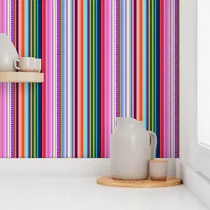 Spoonflower Multicolor Mexican Inspired Stripe Cinco Custom Removable Wallpaper