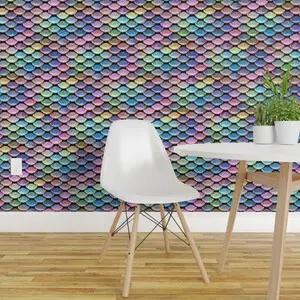Spoonflower Scales Mermaid Fish Dragon Abstract Traditional Wallpaper