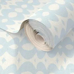 Spoonflower White Waves Ocean Beach Shells Palm 100% Natural Sisal Grasscloth Wallcovering