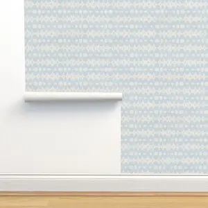 Spoonflower White Waves Ocean Beach Shells Palm 100% Natural Sisal Grasscloth Wallcovering