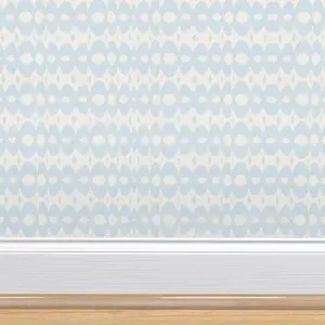 Spoonflower White Waves Ocean Beach Shells Palm 100% Natural Sisal Grasscloth Wallcovering
