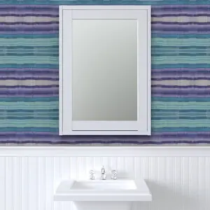 Spoonflower Stripe Layers Stone Geode Geology Fluorite Traditional Wallpaper