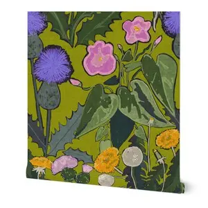 Spoonflower Weeds Are Flowers Too Chart 100% Natural Sisal Grasscloth Wallcovering