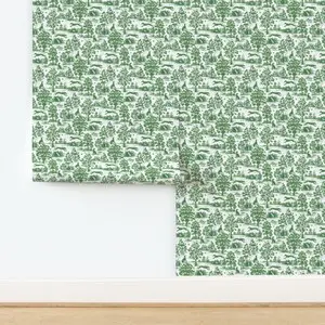 Spoonflower Birds Rabbit Dogs Fox Toile Greyhound Traditional Wallpaper