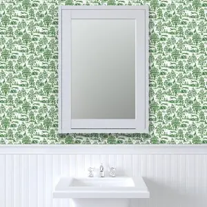 Spoonflower Birds Rabbit Dogs Fox Toile Greyhound Traditional Wallpaper