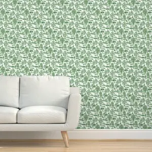 Spoonflower Birds Rabbit Dogs Fox Toile Greyhound Traditional Wallpaper