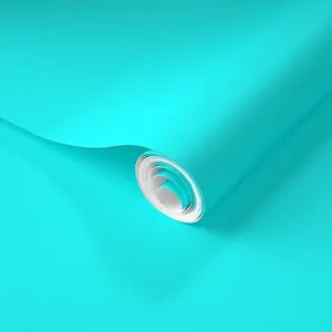 Spoonflower Aqua Solid Luminous Neon Fluorescent Bright Custom Pre-pasted Wallpaper