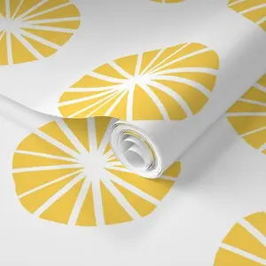 Spoonflower Flowers Floral Dandelion Scandinavian Mod Lemon Traditional Wallpaper - Yellow,white,gray