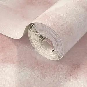 Spoonflower Watercolor Abstract Dusty 100% Natural Sisal Grasscloth Wallcovering - Pink