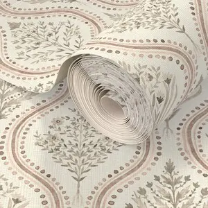 Spoonflower Monticello Rose And 100% Natural Sisal Grasscloth Wallcovering - Brown