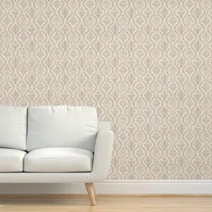 Spoonflower Monticello Rose And 100% Natural Sisal Grasscloth Wallcovering - Brown