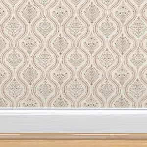 Spoonflower Monticello Rose And 100% Natural Sisal Grasscloth Wallcovering - Brown