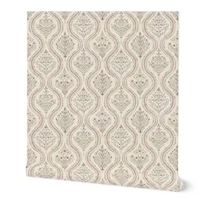 Spoonflower Monticello Rose And 100% Natural Sisal Grasscloth Wallcovering - Brown
