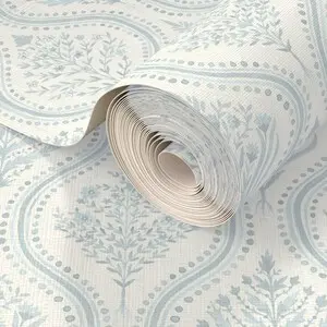 Spoonflower Monticello Cornflower Soft 100% Natural Sisal Grasscloth Wallcovering - Blue