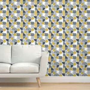 Spoonflower Grey Circles Modern Geometric Traditional Wallpaper
