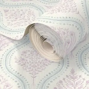 Spoonflower Monticello Lilac And Soft 100% Natural Sisal Grasscloth Wallcovering - Blue