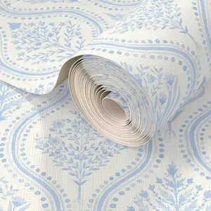 Spoonflower Monticello Light Cornflower 100% Natural Sisal Grasscloth Wallcovering - Blue