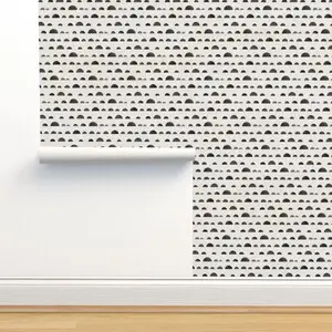 Spoonflower Mod Pebbles In A Row Monochrome 100% Natural Sisal Grasscloth Wallcovering