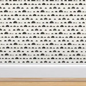 Spoonflower Mod Pebbles In A Row Monochrome 100% Natural Sisal Grasscloth Wallcovering