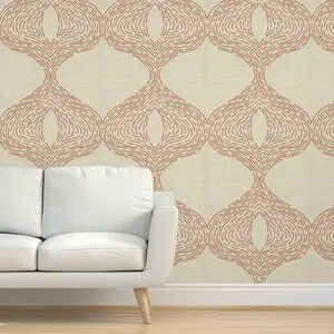 Spoonflower Breath Trellis Orange 100% Natural Sisal Grasscloth Wallcovering
