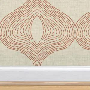 Spoonflower Breath Trellis Orange 100% Natural Sisal Grasscloth Wallcovering