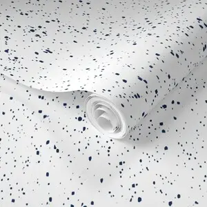Spoonflower Dots Spots Speckles Paint Splatter Navy Blue Robin Custom Pre-pasted Wallpaper White,gray,blue