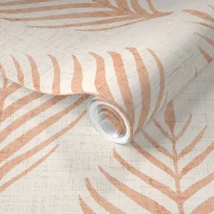 Spoonflower Leaves Orange Palm Jungle 100% Natural Sisal Grasscloth Wallcovering