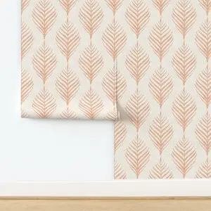 Spoonflower Leaves Orange Palm Jungle 100% Natural Sisal Grasscloth Wallcovering