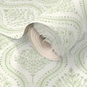Spoonflower Monticello Light 100% Natural Sisal Grasscloth Wallcovering - Green