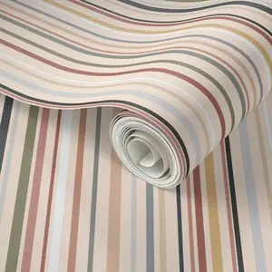Spoonflower Vertical Stripes On Beige Custom Pre-pasted Wallpaper