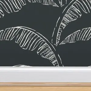 Spoonflower Modern Tropics Charcoal & White 100% Natural Sisal Grasscloth Wallcovering