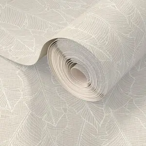 Spoonflower Leaves Grey Jungle Lines Tropical Botanical Traditional Wallpaper - Gray