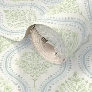 Spoonflower Monticello Cornflower Reveresed Quiet Blue 100% Natural Sisal Grasscloth Wallcovering - Green