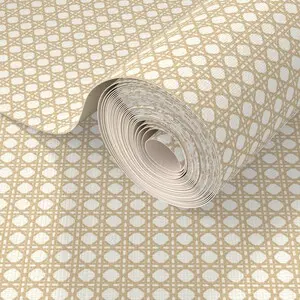 Spoonflower Natural Cannage 100% Natural Sisal Grasscloth Wallcovering - White