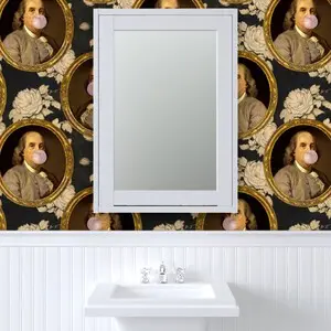 Spoonflower Bubblegum History President Dollar Bill Politics Custom Pre-pasted Wallpaper