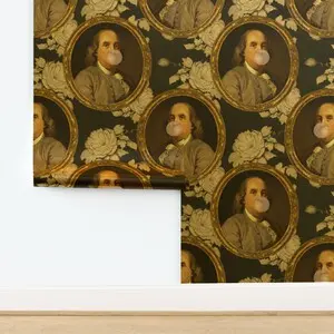 Spoonflower Bubblegum History President Dollar Bill Politics Custom Pre-pasted Wallpaper