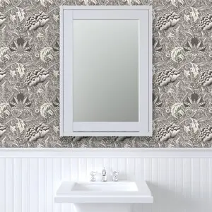 Spoonflower Windrush Victorian Botanical Traditional Wallpaper - Gray