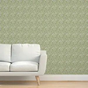 Spoonflower Weed Texture Medium 100% Natural Sisal Grasscloth Wallcovering - Green,beige
