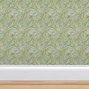 Spoonflower Weed Texture Medium 100% Natural Sisal Grasscloth Wallcovering - Green,beige