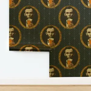 Spoonflower Bubblegum Novelty Print Presidents Beer Washington Custom Pre-pasted Wallpaper