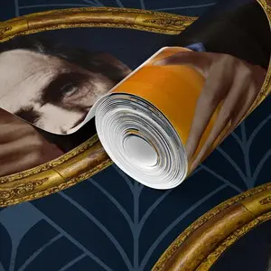 Spoonflower Bubblegum Novelty Print Presidents Beer Washington Custom Pre-pasted Wallpaper - Blue