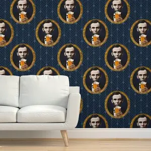 Spoonflower Bubblegum Novelty Print Presidents Beer Washington Custom Pre-pasted Wallpaper