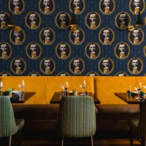 Spoonflower Bubblegum Novelty Print Presidents Beer Washington Custom Pre-pasted Wallpaper
