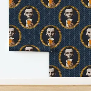 Spoonflower Bubblegum Novelty Print Presidents Beer Washington Custom Pre-pasted Wallpaper