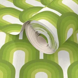 Spoonflower Mod Rainbow 100% Natural Sisal Grasscloth Wallcovering - Green