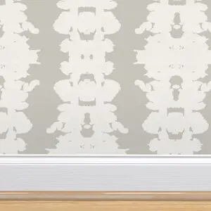 Spoonflower White On Grey Double Inkblot 100% Natural Sisal Grasscloth Wallcovering