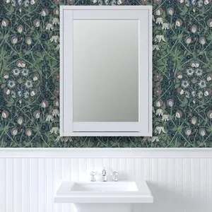 Spoonflower William Morris Hollyhock And Sweet Pea Custom Pre-pasted Wallpaper