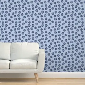 Spoonflower Summer Blueberries Fruit Cute Hand Drawn Custom Removable Wallpaper