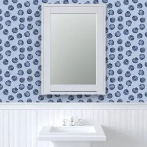 Spoonflower Summer Blueberries Fruit Cute Hand Drawn Custom Removable Wallpaper