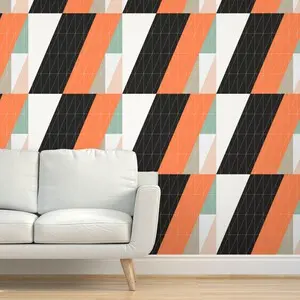 Spoonflower Triangles Orange Triangle Modern Mod Minimal Gray Traditional Wallpaper
